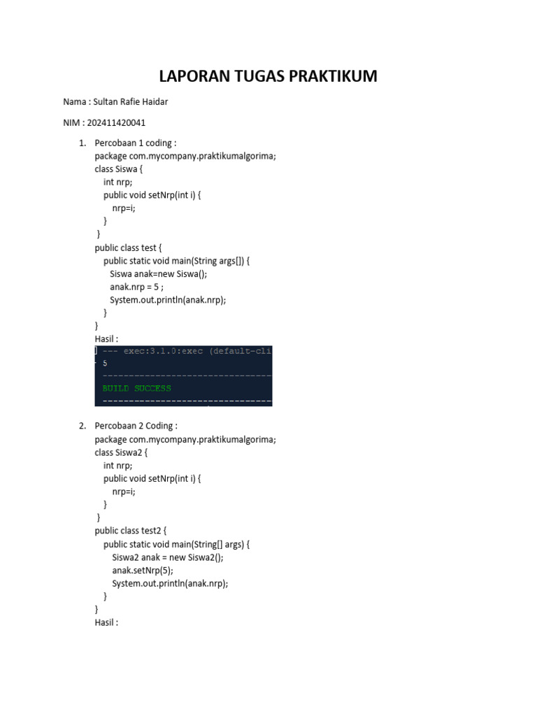 Laporan Tugas Praktikum 202411420041 Sultan | PDF | Computer Programming | Software Engineering