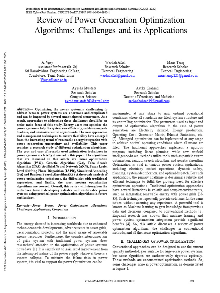 Power Optimization Research Paper | PDF | Mathematical Optimization ...