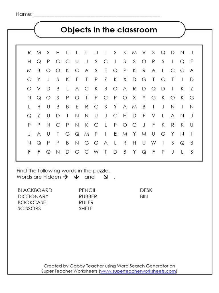 Super - Teacher - Worksheets - Objects - in - The - Classroom ...