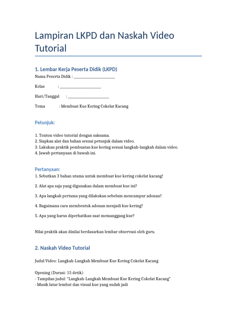 LKPD Dan Naskah Video Tutorial | PDF