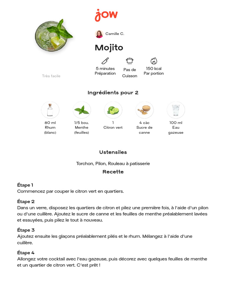 Recette facile de Mojito en 5 minutes | PDF