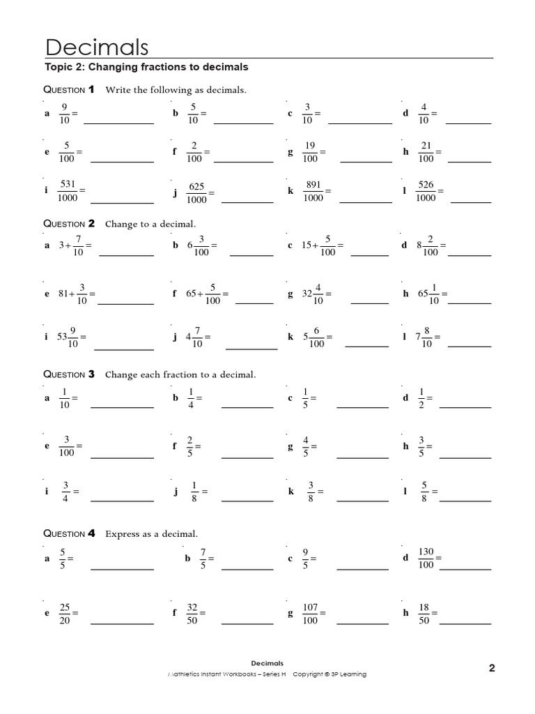 AUSH0111-FRACCDECIMALES Mate1 | PDF | Multiplication | Mathematics