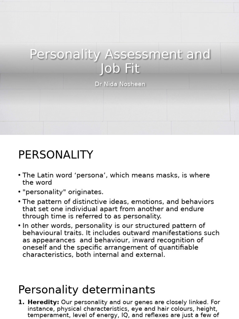 Personality Assessment and Job Fit | PDF | Personality Type | Social ...