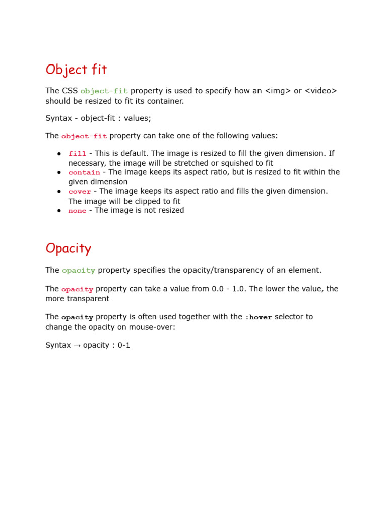 Understanding CSS Object-Fit Property | PDF
