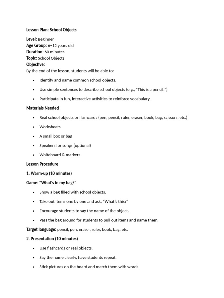 Lesson Plan | PDF | Lesson Plan | Vocabulary