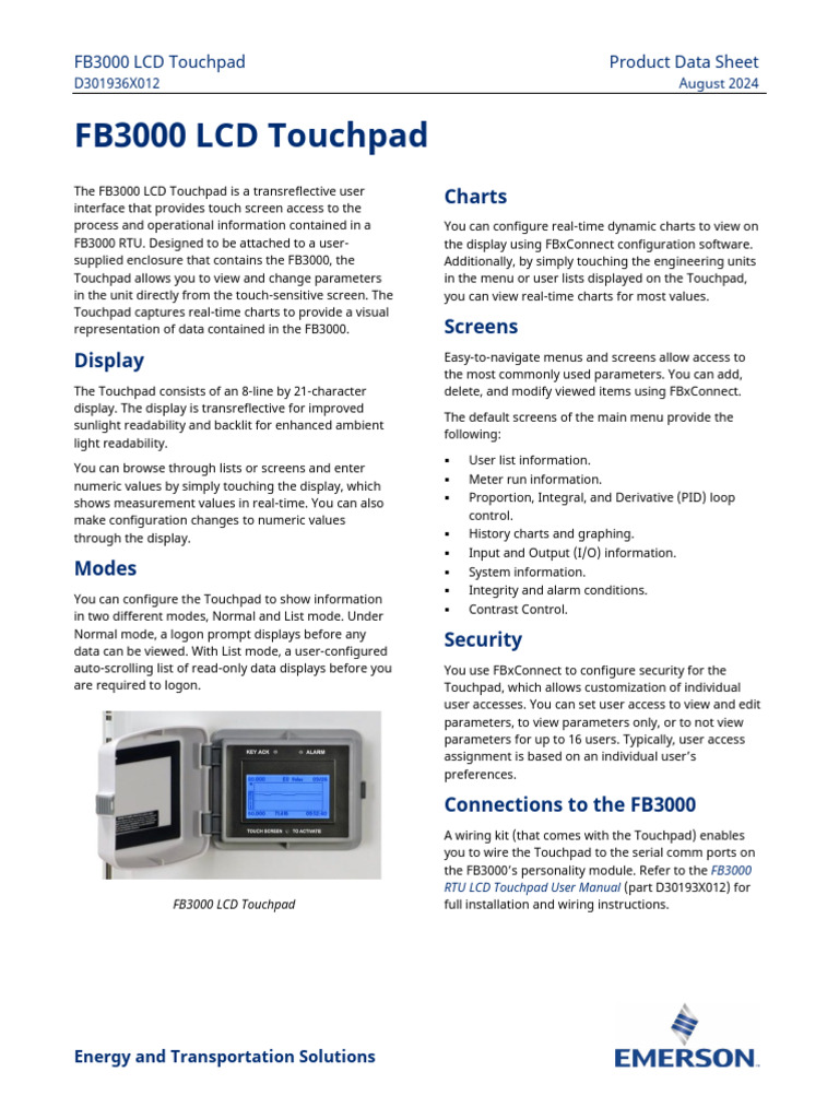 FB3000 LCD Touchpad Overview | PDF | Liquid Crystal Display | Menu ...