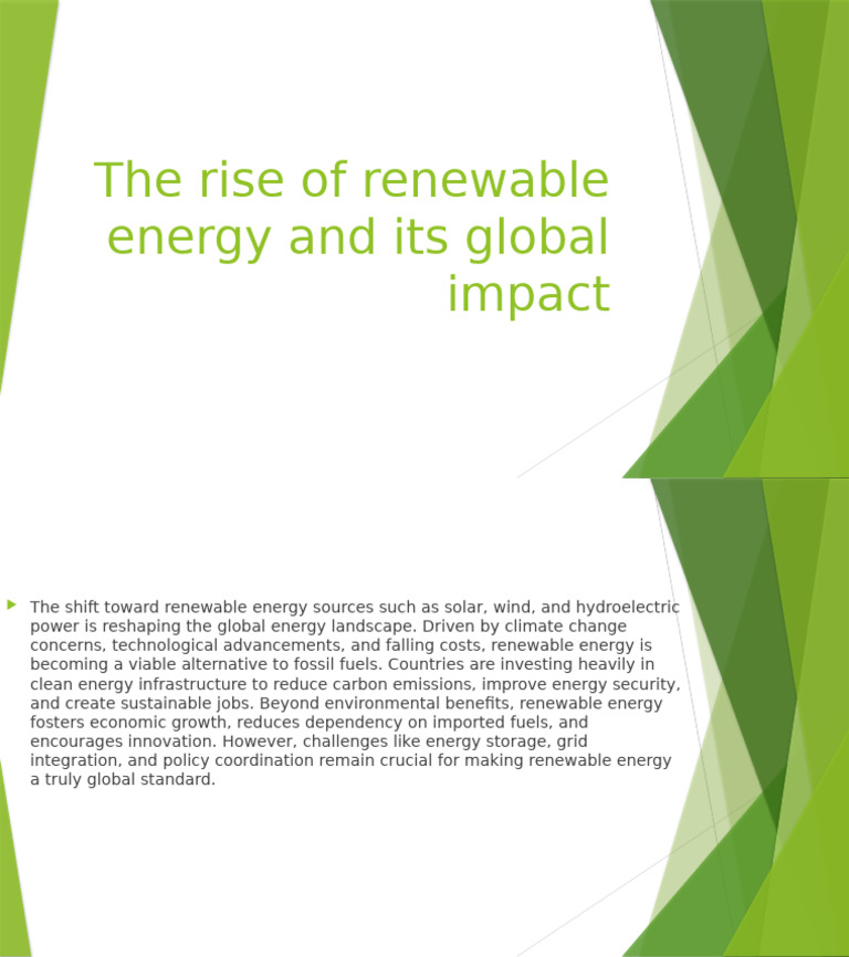The Rise of Renewable Energy N' Its Global Impact | PDF