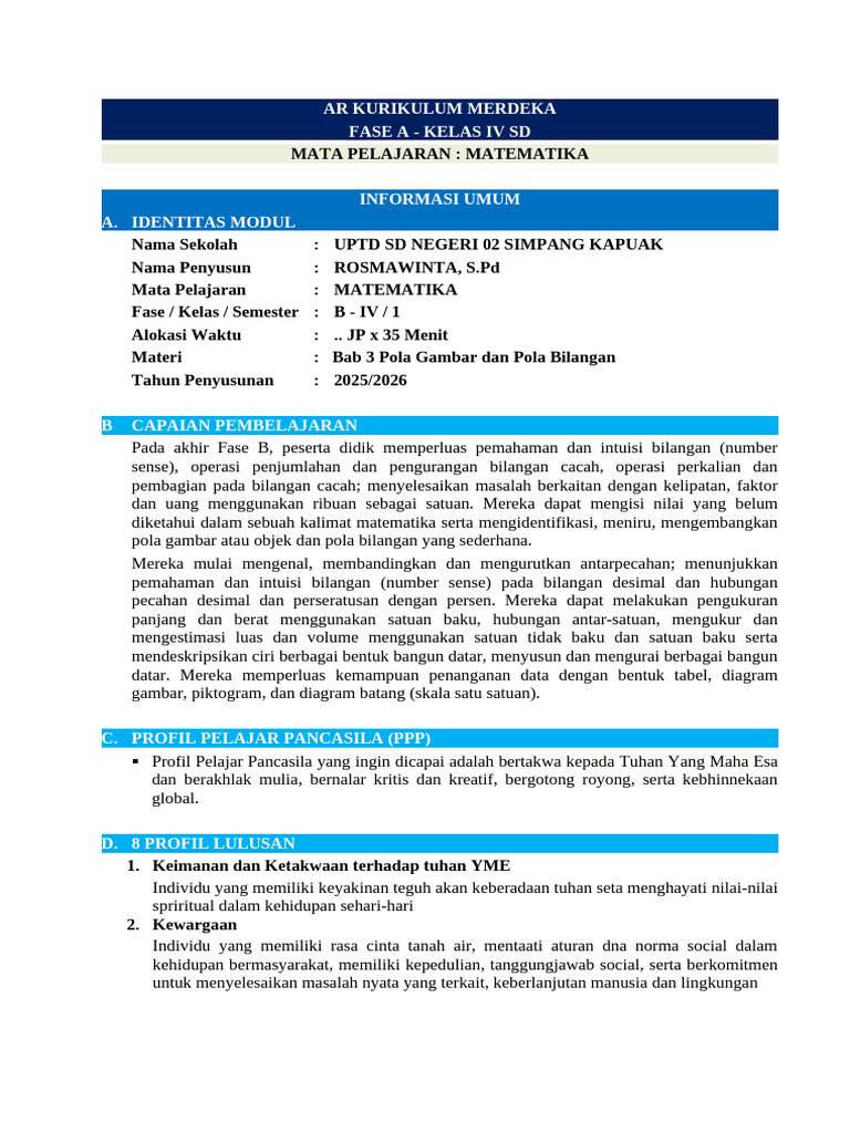 MTK IV - BAB 3 Pola Gambar Dan Pola Bilangan | PDF