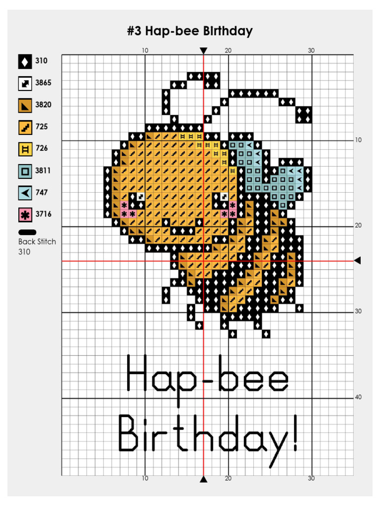 Bee Birthday Cross Stitch Pattern | PDF