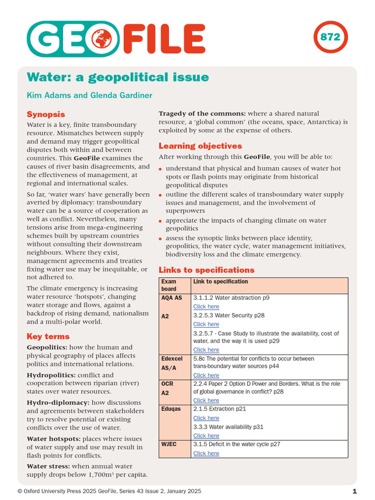 Water Geopolitics: Conflicts & Cooperation | PDF | Colorado River | Mekong