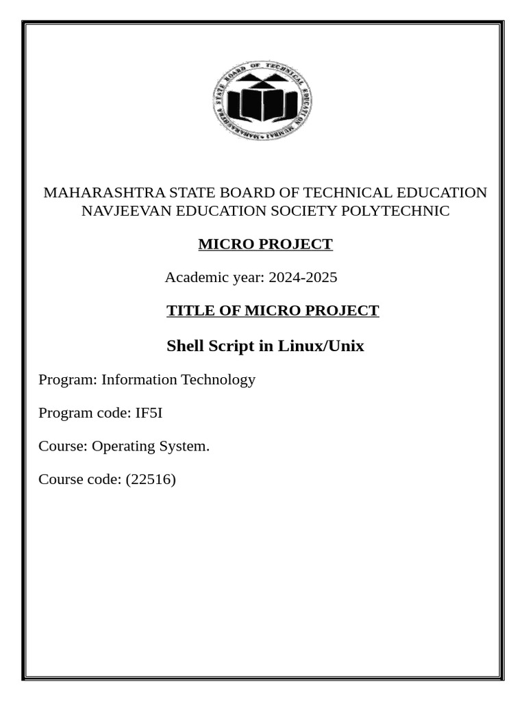 OperatingSystem Micro Project | PDF | Shell (Computing) | Linux