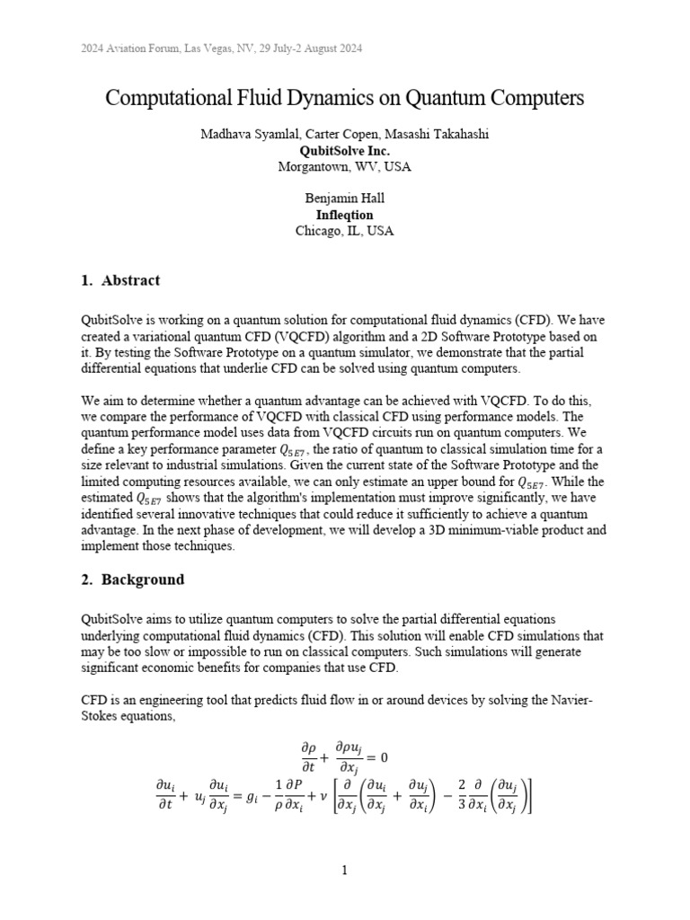 Computational Fluid Dynamics On Quantum Computers | PDF | Computational Fluid Dynamics | Quantum ...
