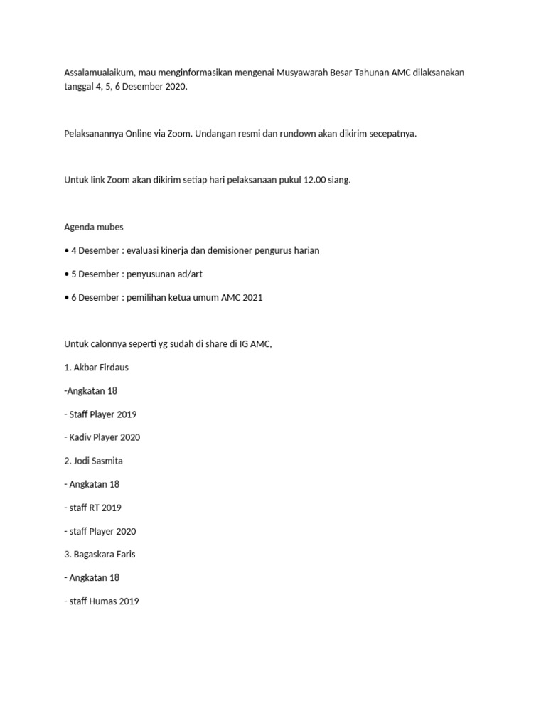 (Belum Fix) Undangan Mubes AMC | PDF