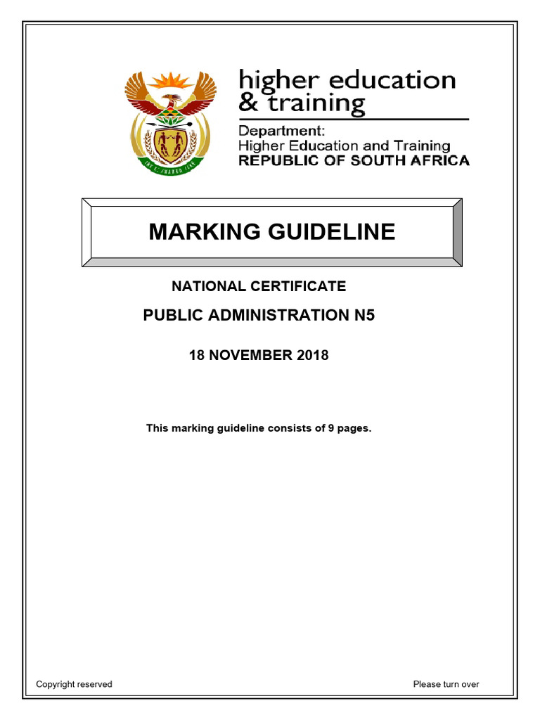 Public Administration N5 Marking Guide | PDF | Government