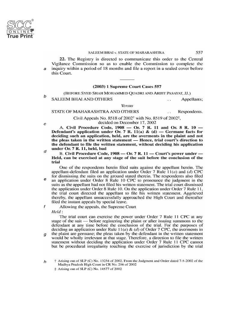 TP 2003 1 SCC 557 560 Drprajwalaradhya Gmailcom 20250325 194022 1 4 | PDF