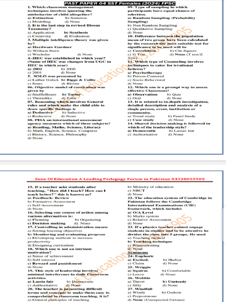 Past Paper 04 FPSC Sst. | PDF