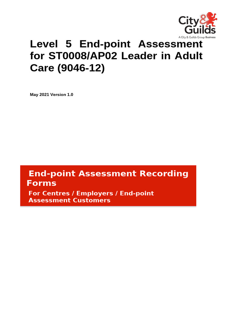 GD3 Recording Form 9046-12 L5 Leader in Adult Care | PDF ...