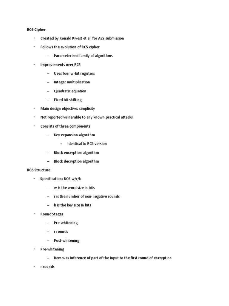 RC6 Cipher | PDF | Cryptanalysis | Cyberwarfare