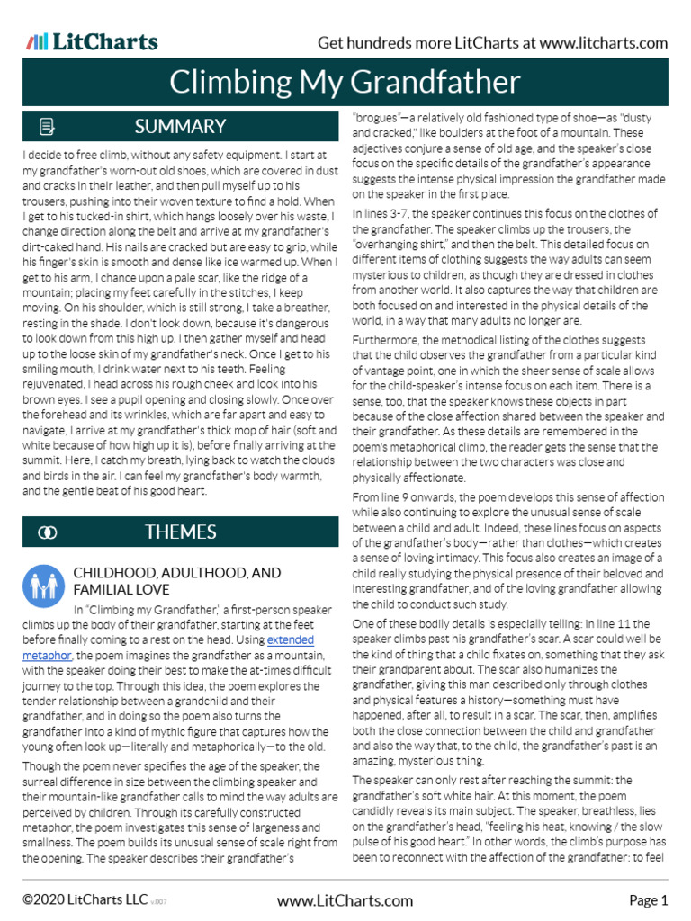 Climbing My Grandfather LitChart | PDF