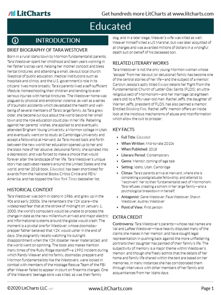 Tara Westover's Journey in Educated | PDF