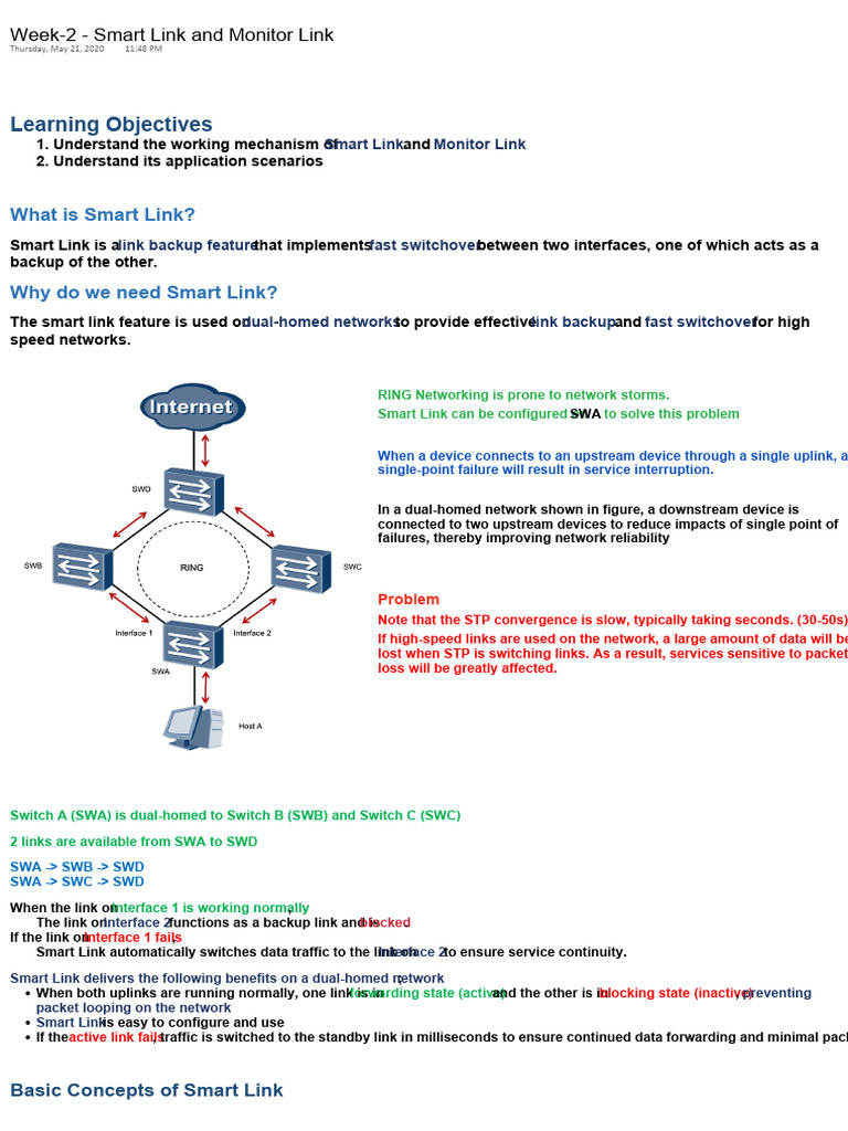Week-2 - Smart Link and Monitor Link | PDF | Network Switch | Computer ...