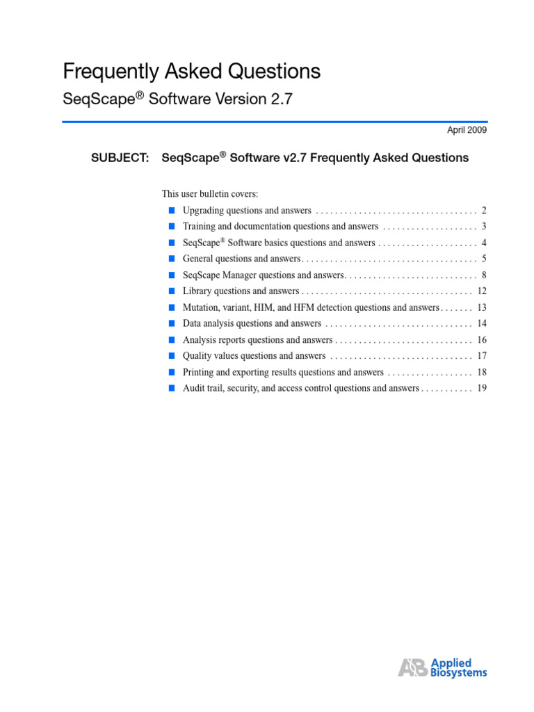 SeqScape® Software v2.7 FAQ Guide | PDF | Translation (Biology) | Exon