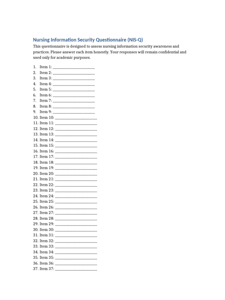 Nursing Information Security Survey | PDF
