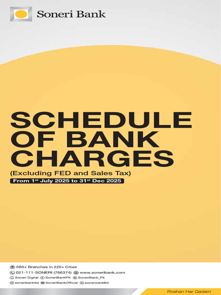 Schedule of Charges Jul To Dec 2025 | PDF | Banks | Cheque