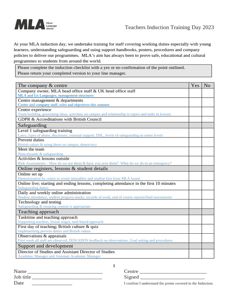 MLA Teacher Induction Training 2023 | PDF | Teachers | Learning