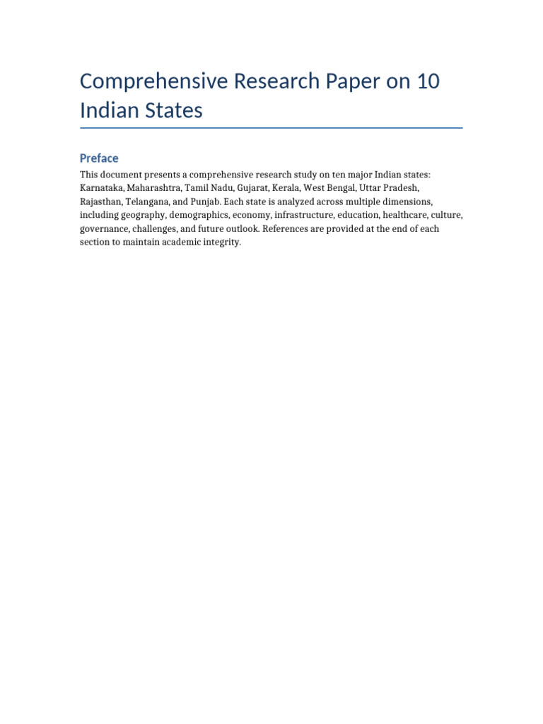 Research Paper On 10 Indian States | PDF | Governance | Human ...