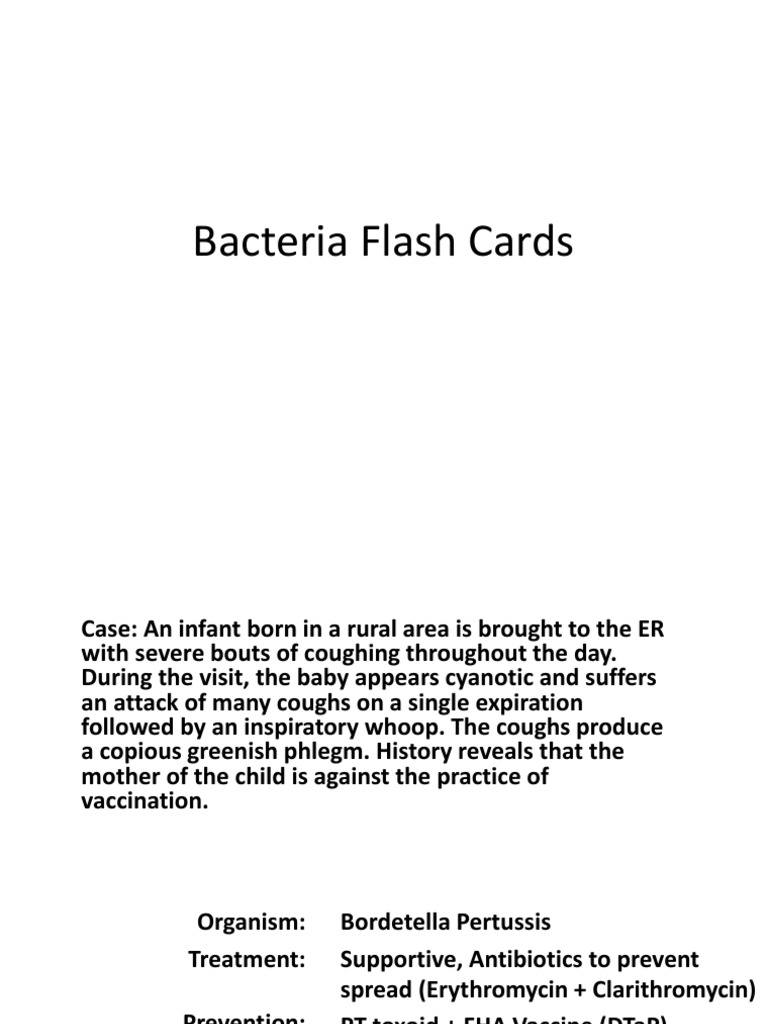 Bacterial Flash Cards (Part 1 of 4) | PDF | Immunology | Medical ...