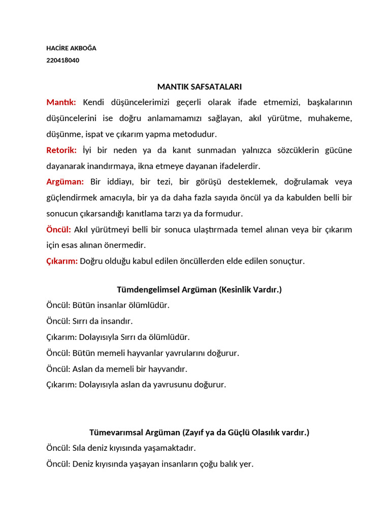 Mantik Safsatalari | PDF