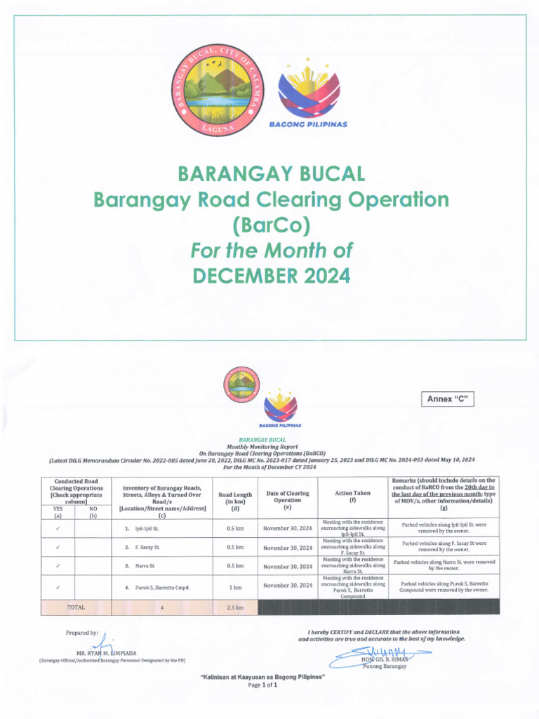 Road Clearing December 2024 | PDF