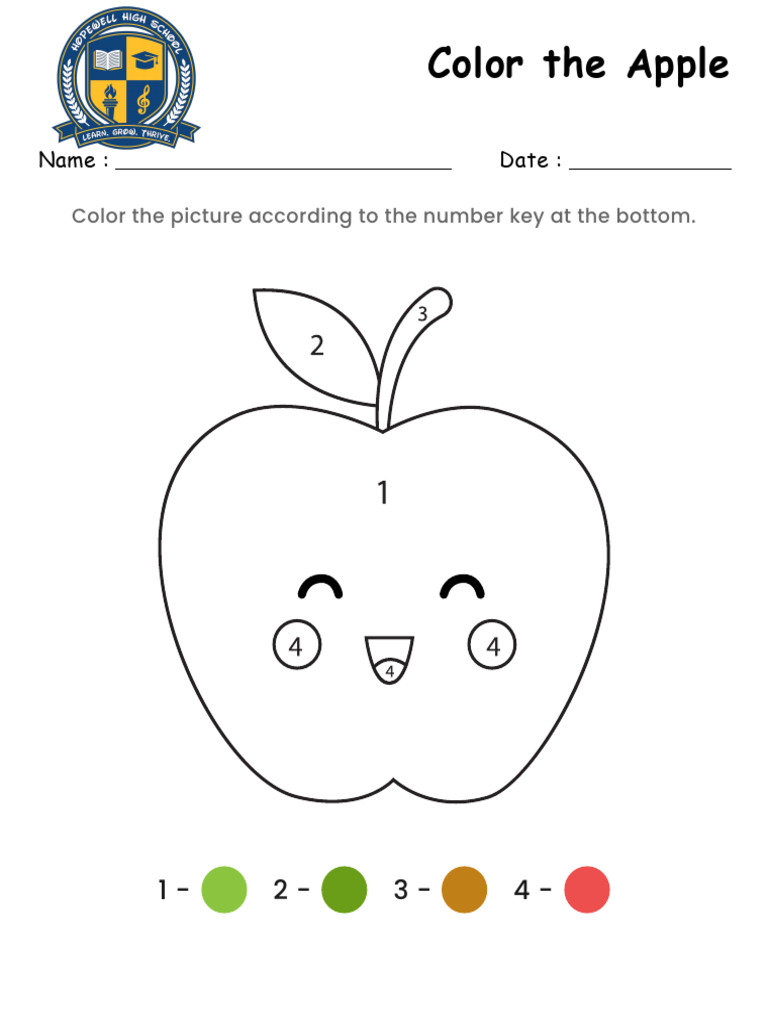 Color The Apple Worksheet | PDF