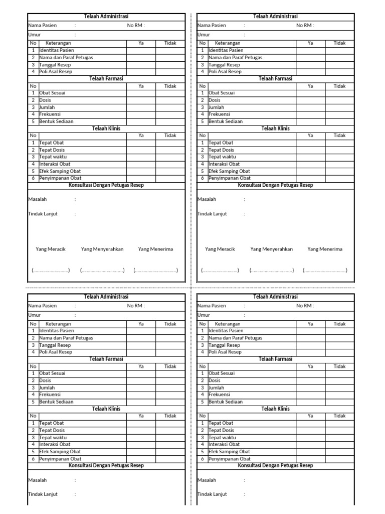 Telaah Blangko Resep Puskesmas | PDF