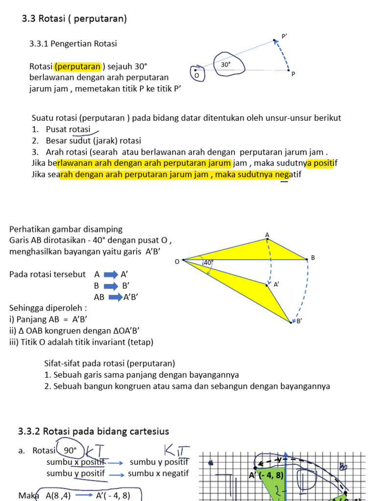 Pengertian dan Rumus Rotasi Geometri | PDF