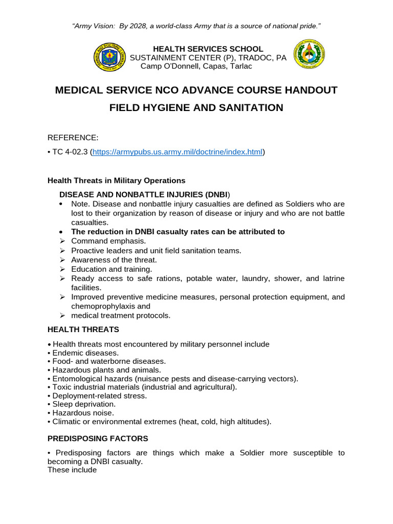 Field Hygiene and Sanitation Guide | PDF | Oral Hygiene | Water ...