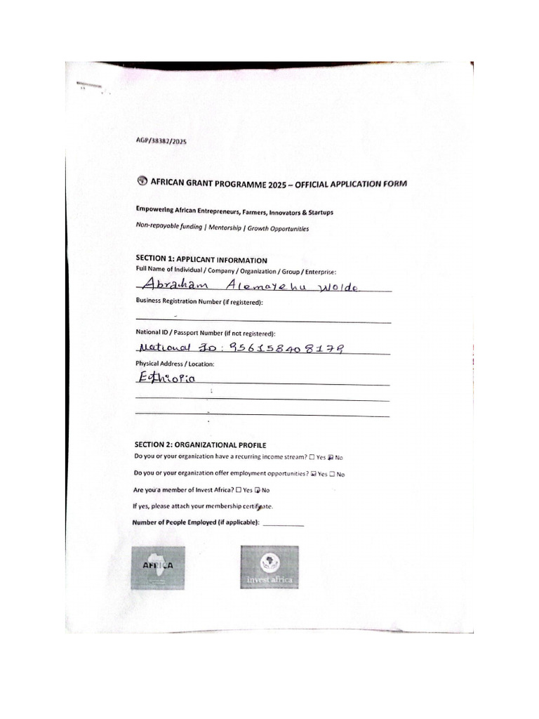 African Grant Programme Application Form | PDF