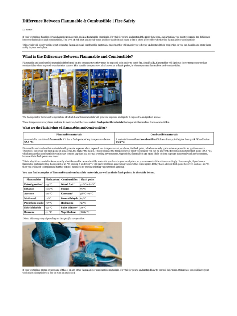 Flammable vs Combustible Materials Explained | PDF | Occupational ...