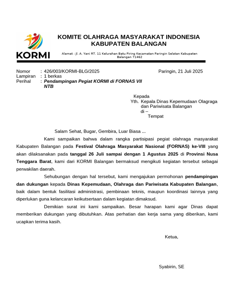 Surat Pendampingan | PDF