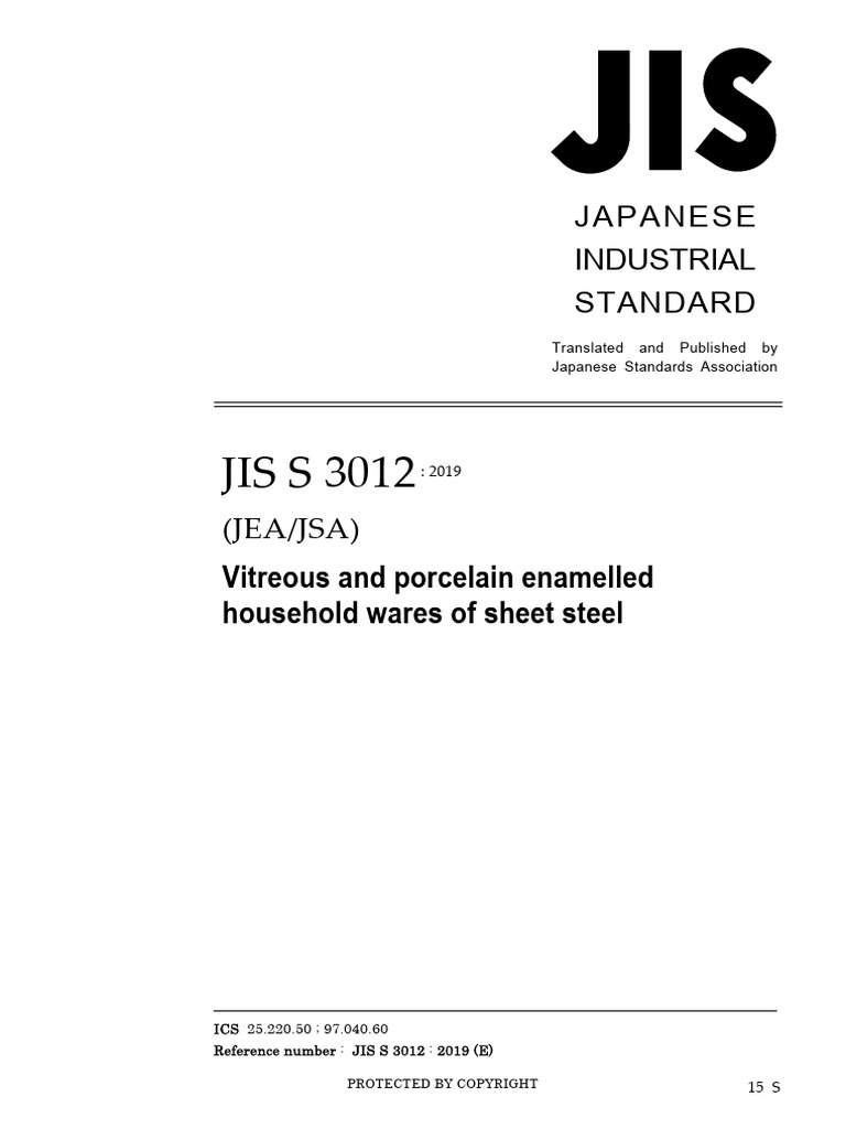 Pre Jis S 03012 000 000 2019 e Ed10 CH | PDF | Glasses | Cookware And ...