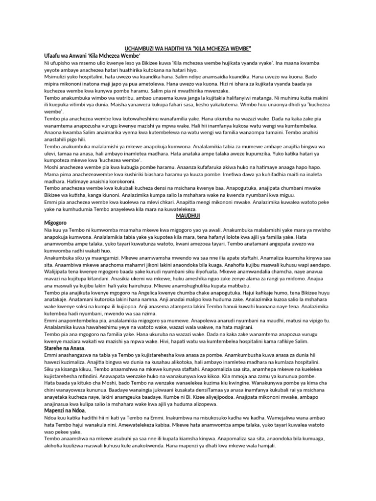 Kila Mchezea Wembe | PDF