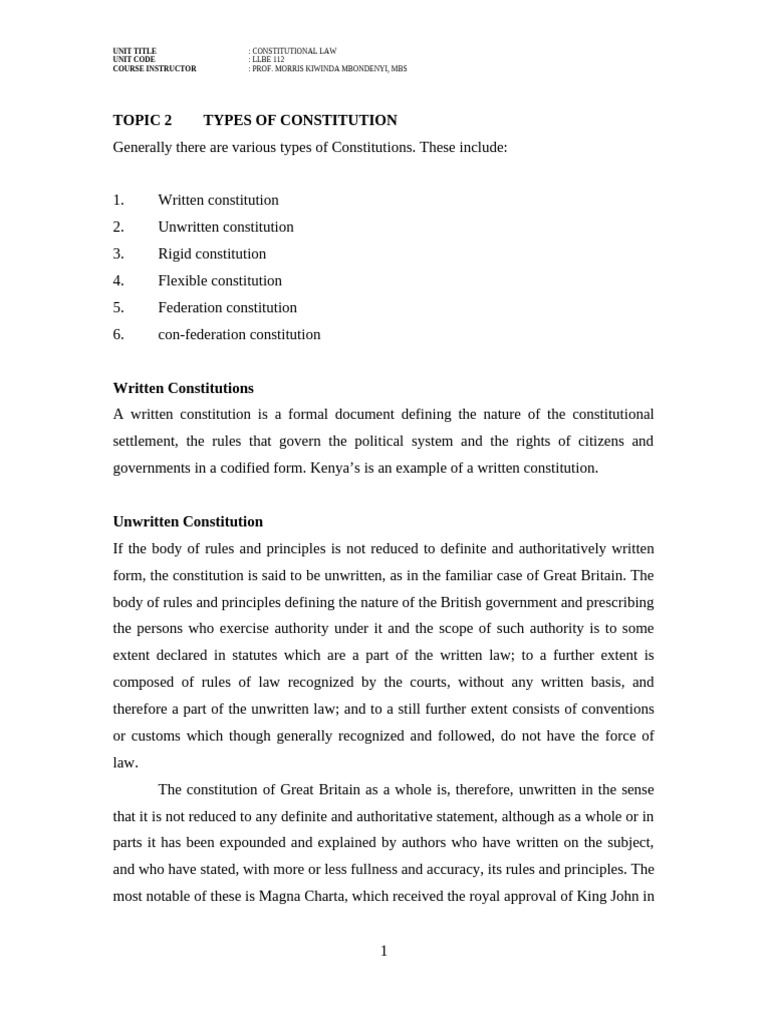 Topic 2 Types of Constitutions | PDF | Constitution | United States ...