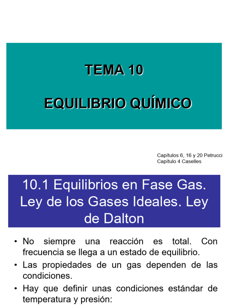 Tema 10 | PDF | Gases | Equilibrio químico