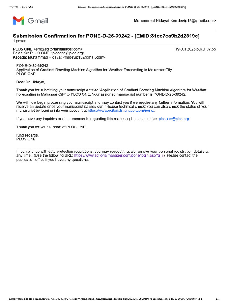 Gmail - Submission Confirmation For PONE-D-25-39242 - (EMID ...