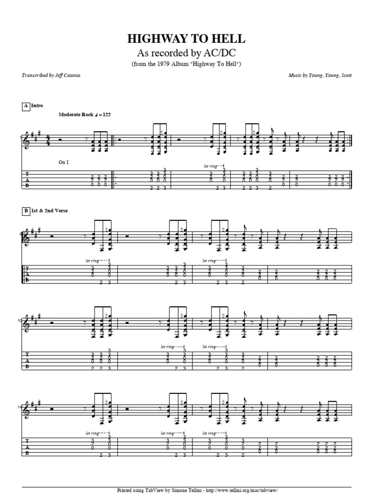 ACDC - Highway To Hell Guitar Tab | PDF | Rock Albums | Recorded Music