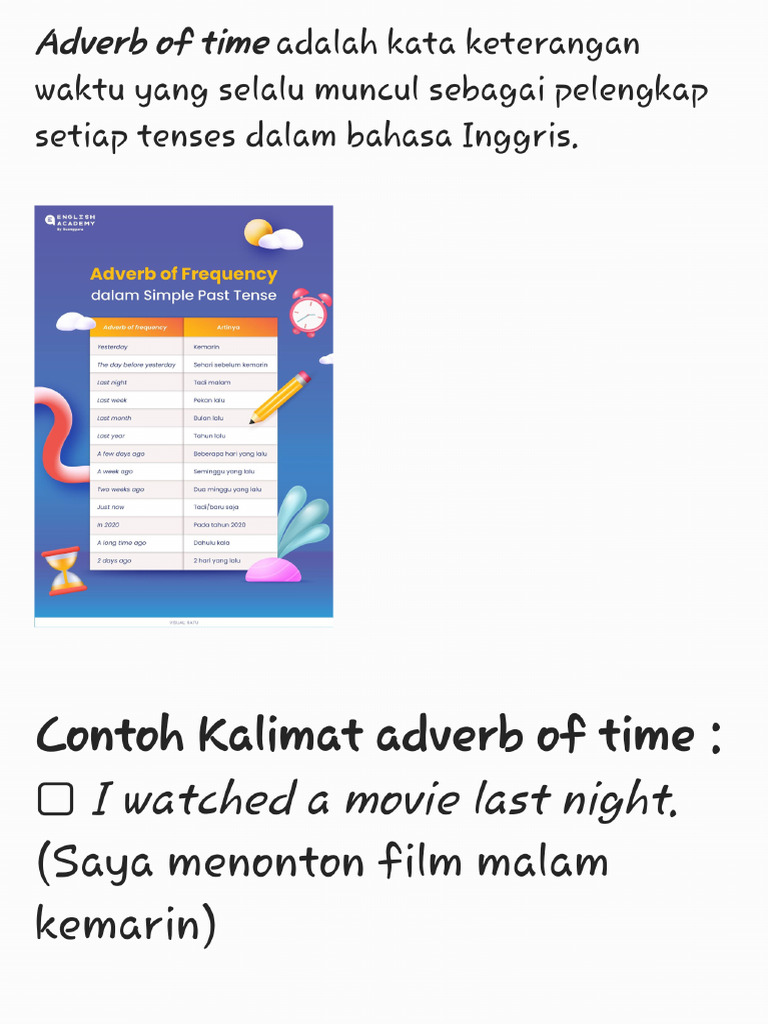 Adverb of Time For Past Activities | PDF