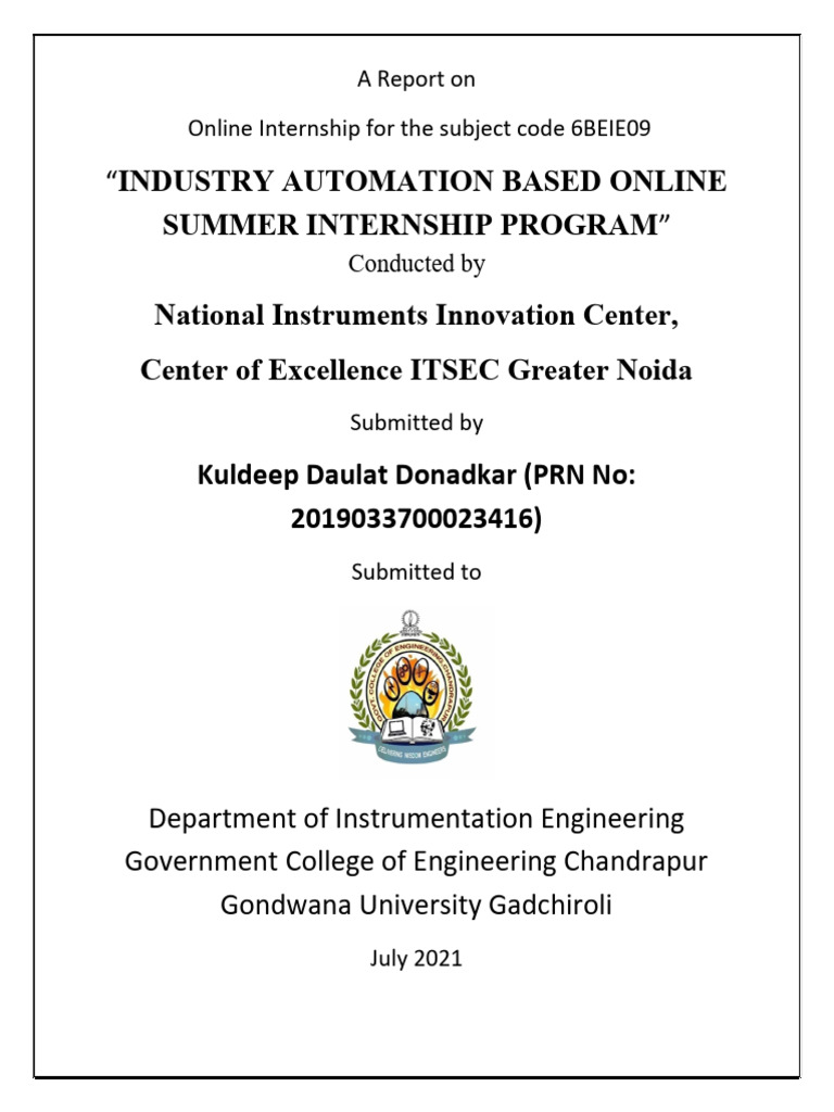 Internship Report by Kuldeep Donadkar | PDF | Computer Programming | Software
