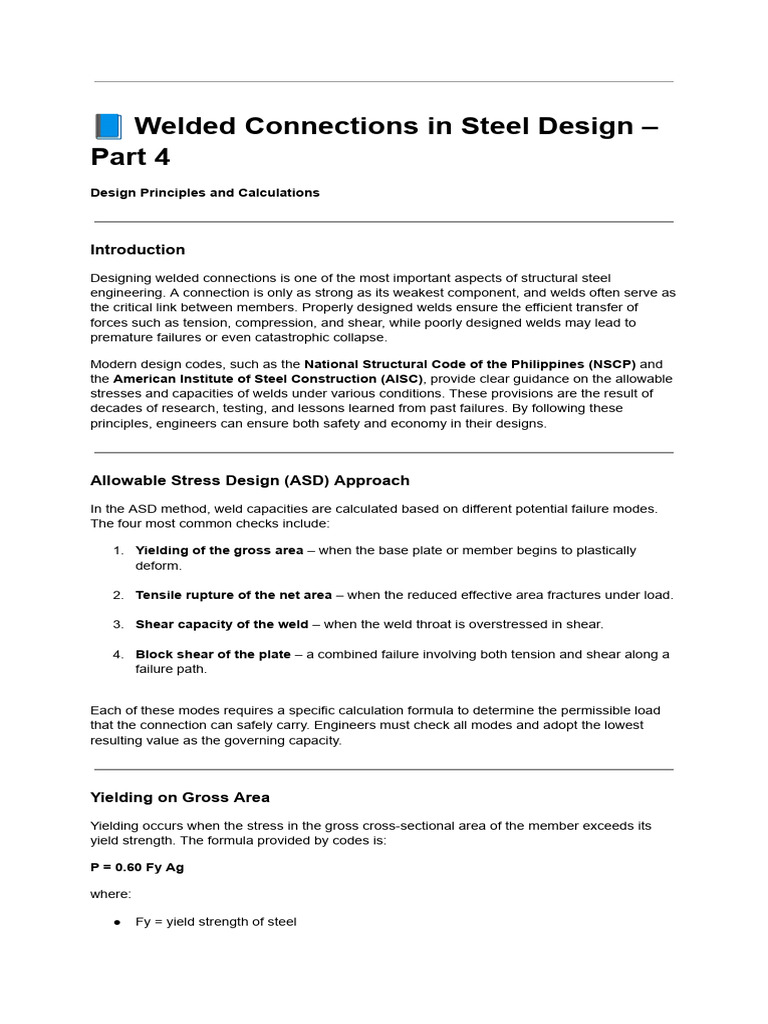 Design Principles for Welded Connections | PDF | Strength Of Materials ...