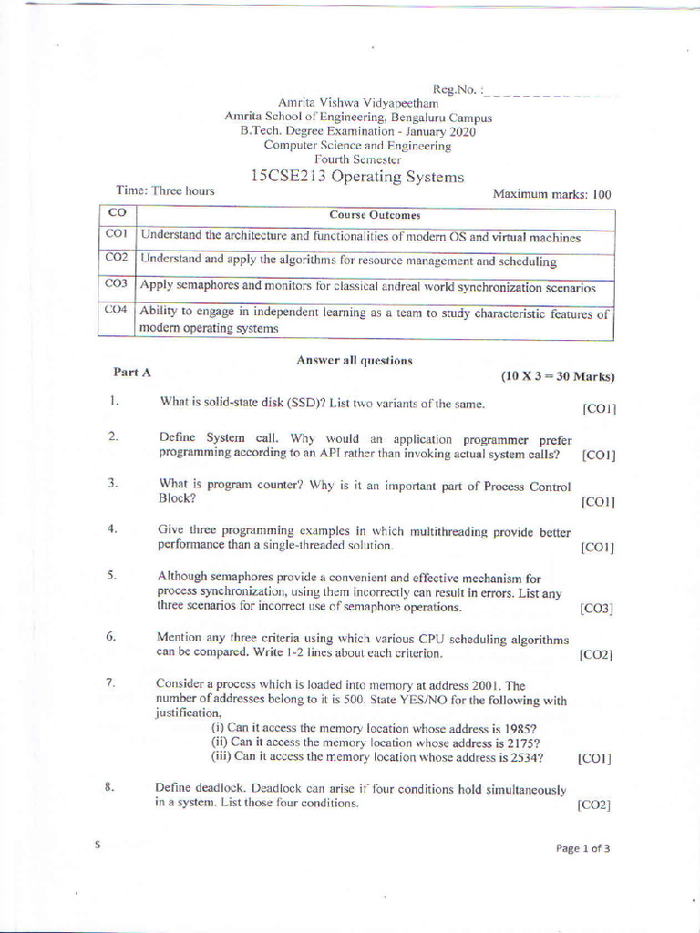 Paper - 1 (OS) | PDF
